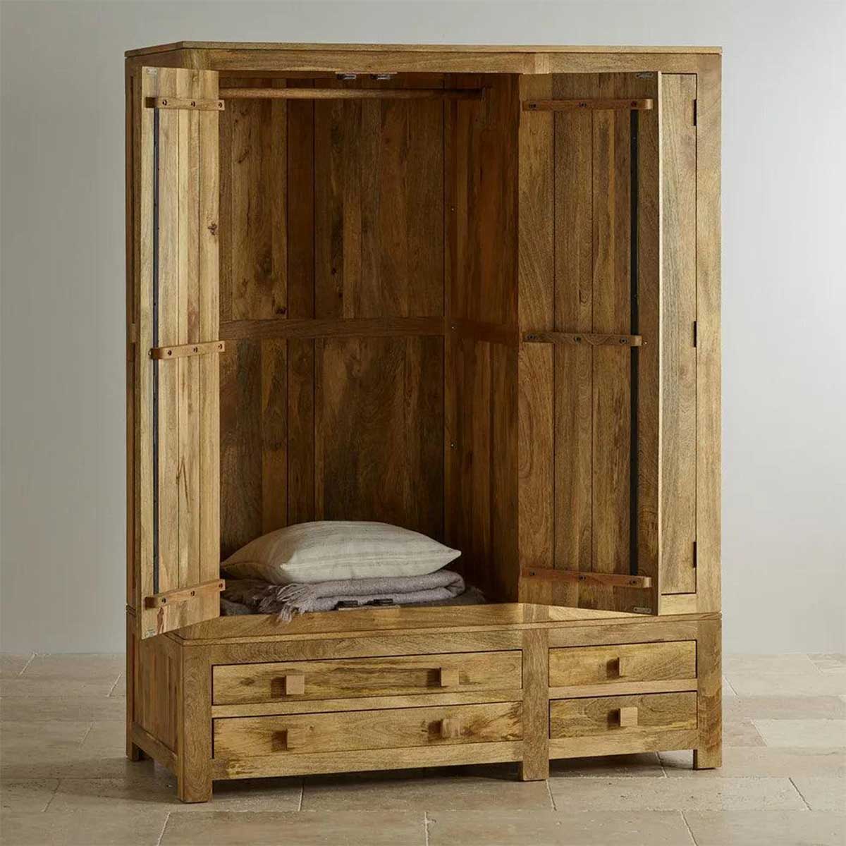 Duraster Misa Mango Wood Three Door Wardrobe | Duraster